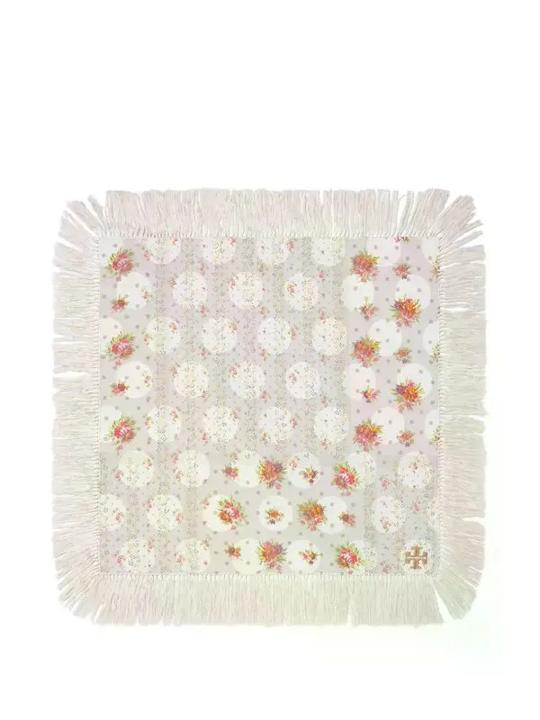 Tory Burch Polka-dot Floral Patchwork Neckerchief - Neutrals