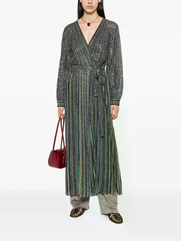 Missoni Sequin Embellished Striped Cardigan - Blue