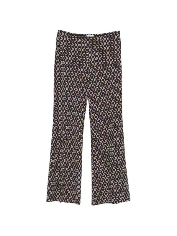 SIYU Geometric-print Flared Trousers - Blue