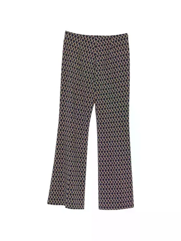 SIYU Geometric-print Flared Trousers