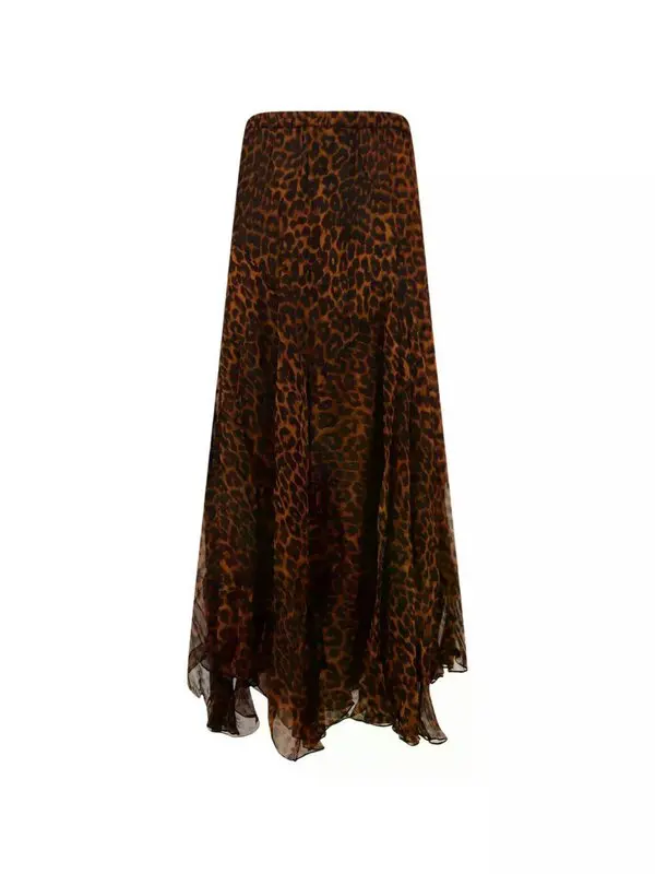 MES DEMOISELLES Leopard Print Tiered Maxi Skirt - Brown