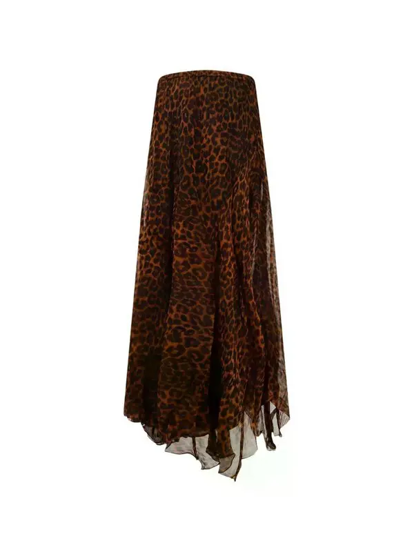 MES DEMOISELLES Leopard Print Tiered Maxi Skirt - Brown