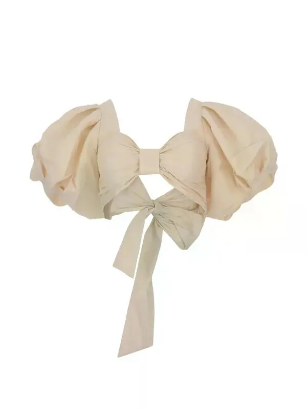 ACTUALEE Draped Puff-sleeve Top