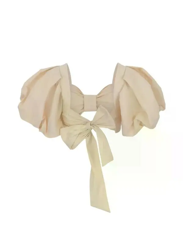 ACTUALEE Draped Puff-sleeve Top