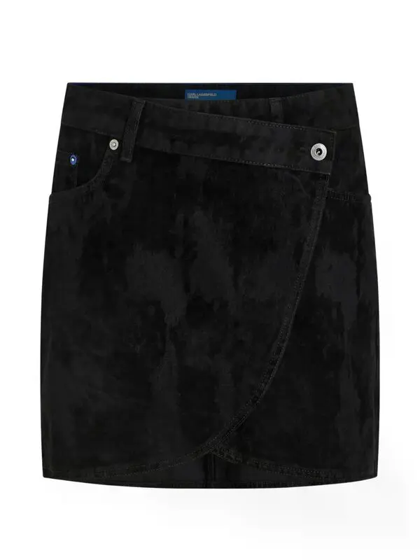 Karl Lagerfeld Velvet Denim Mini Skirt - Black