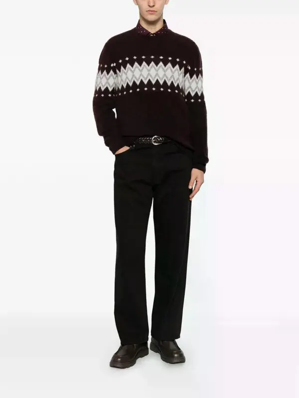 Eleventy Crew Neck Fair Isle-knit Sweater