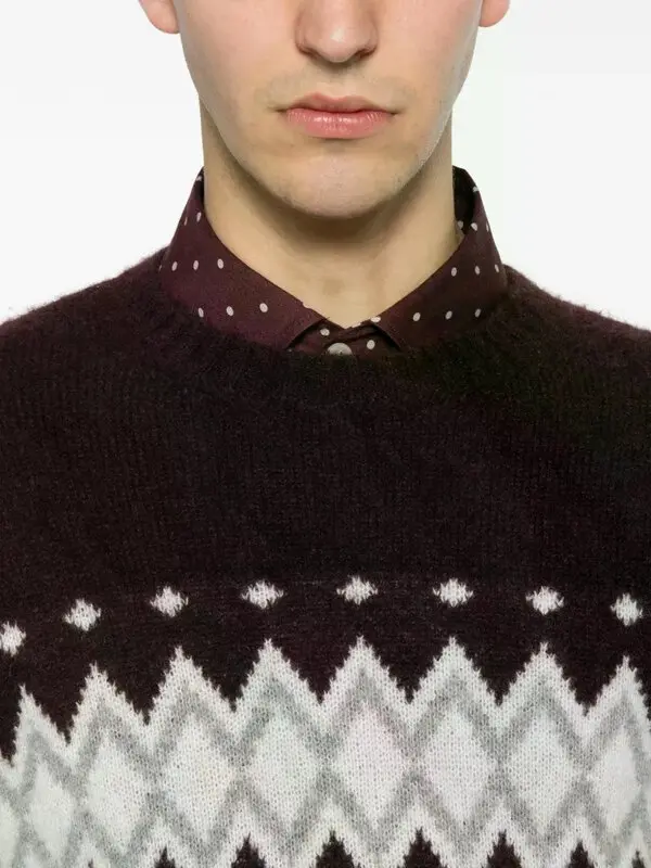 Eleventy Crew Neck Fair Isle-knit Sweater