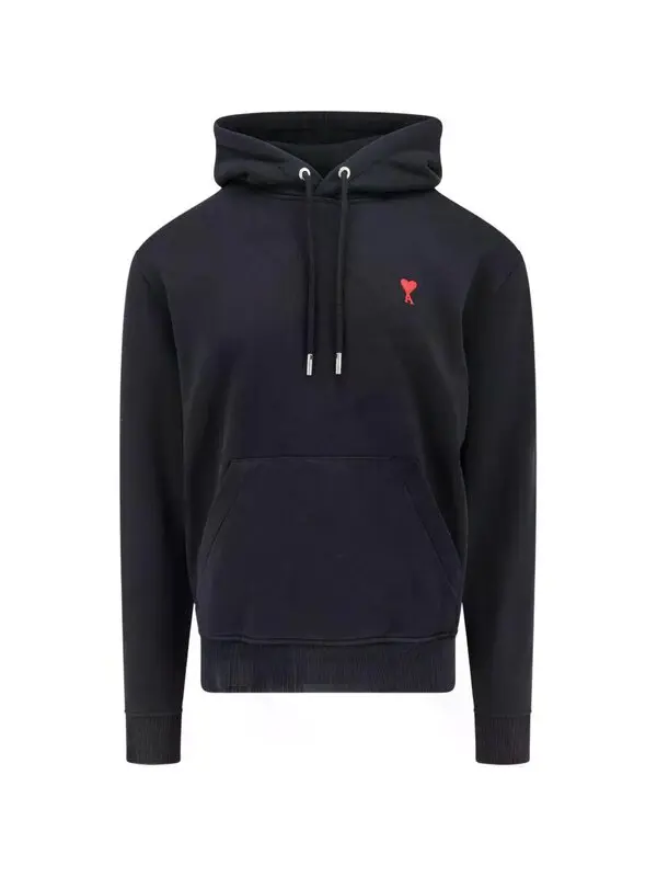 AMI Paris Cotton Hoodie With De Coeur Embroidery