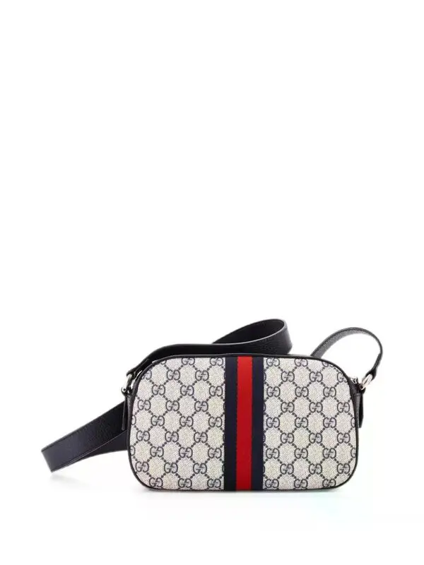 Gucci Ophidia Camera Shoulder Bag Gg Coated Canvas With Leather Small Crossbody Bag - Blue