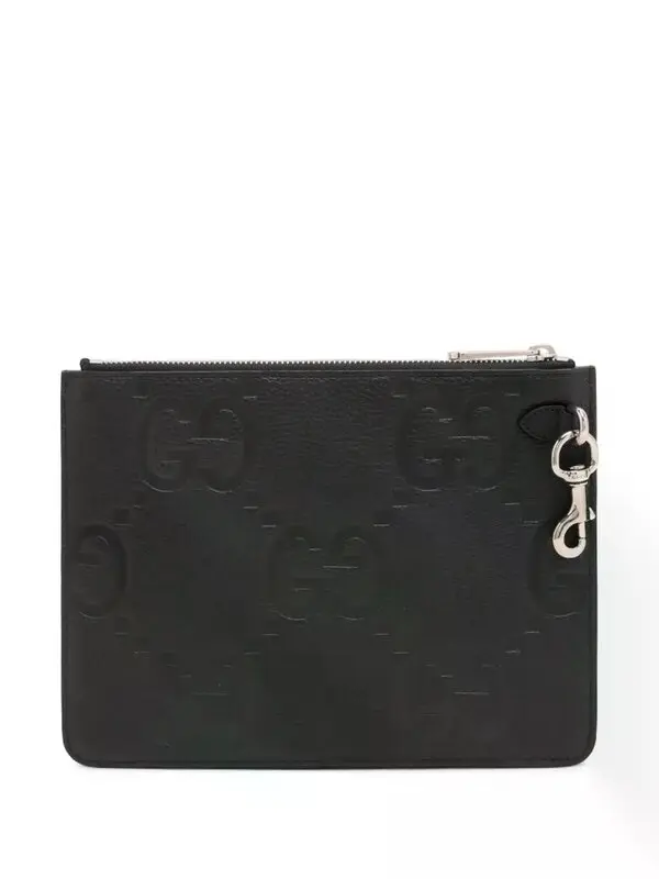 Gucci 2016-2026 Jumbo Gg Calfskin Clutch Bag - Black