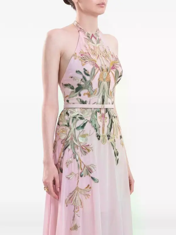 SAIID KOBEISY Embroidered Maxi Evening Dress