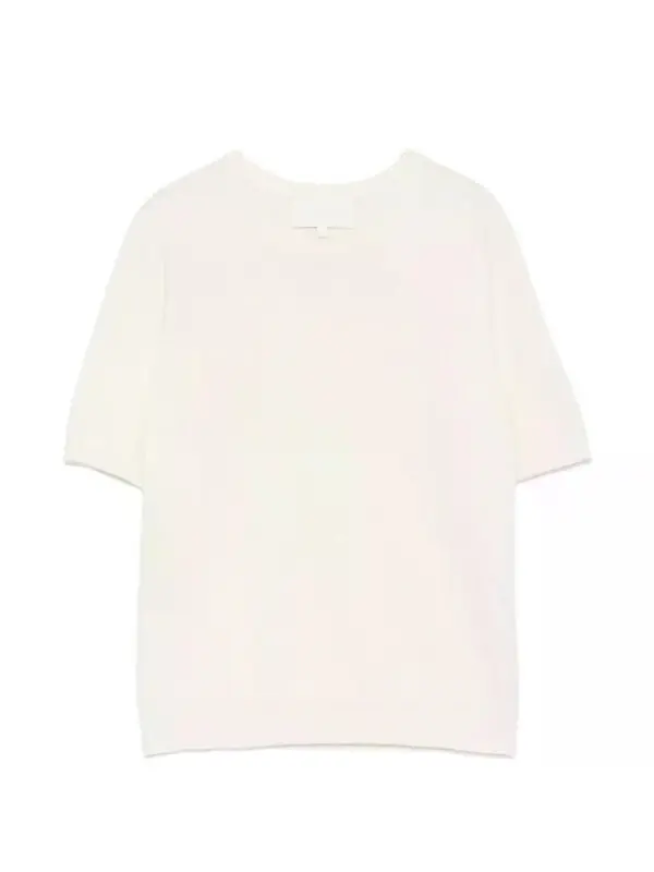Eric Bompard Cashmere Short-sleeve Crew-neck Top - White