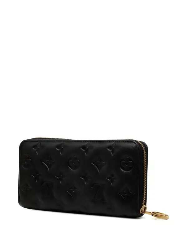 LOUIS VUITTON 2021-2026 Monogram Embossed Lambskin Coussin Zippy Wallet Long Wallets - Black