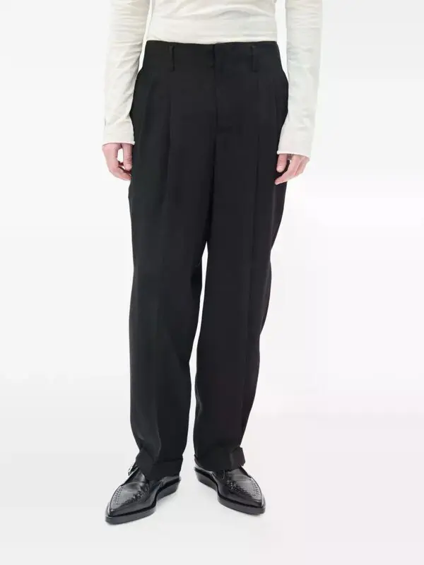 ANN DEMEULEMEESTER Agdar Pleated Tapered Trousers - Black