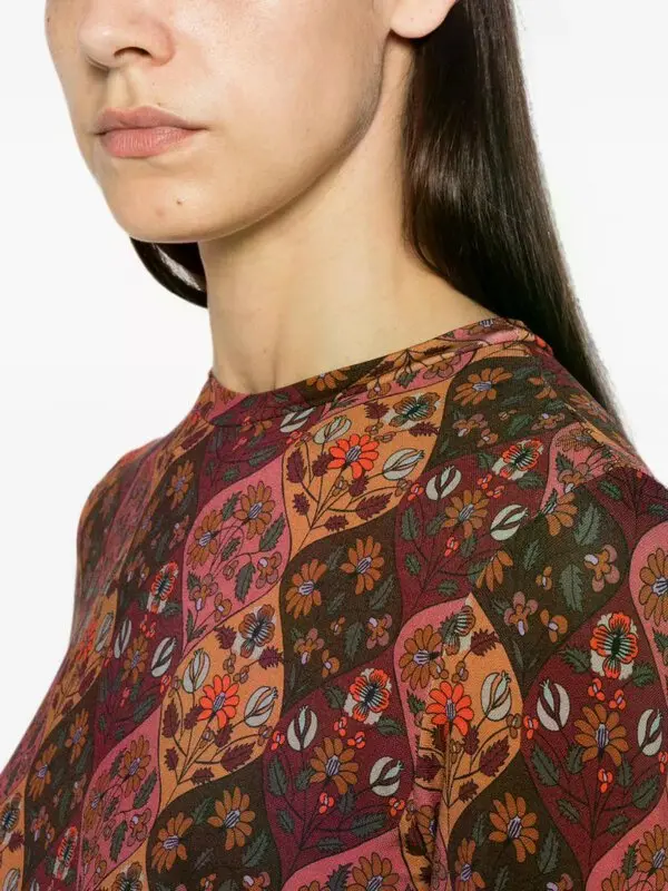 SIYU Floral Print Long Sleeve Midi Dress