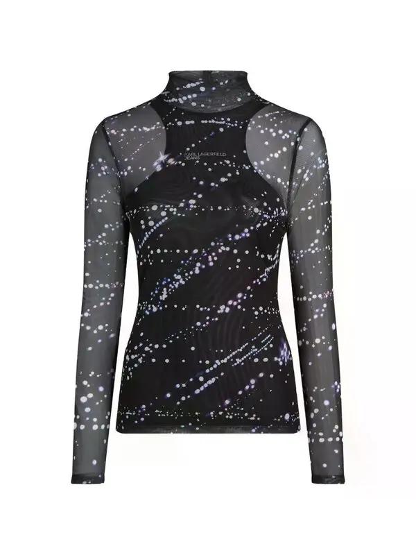 Karl Lagerfeld Mesh All-over-print Top - Black