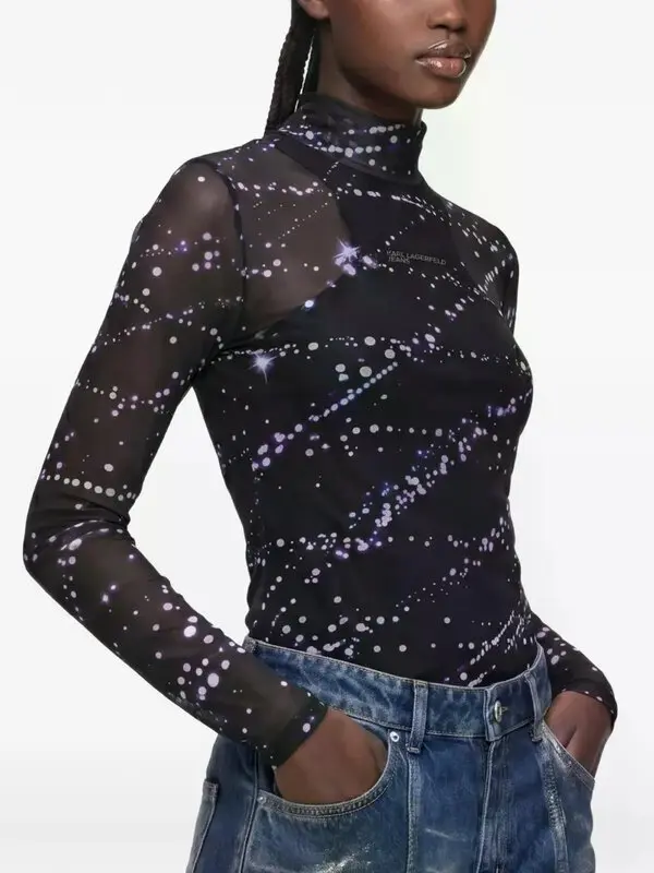 Karl Lagerfeld Mesh All-over-print Top