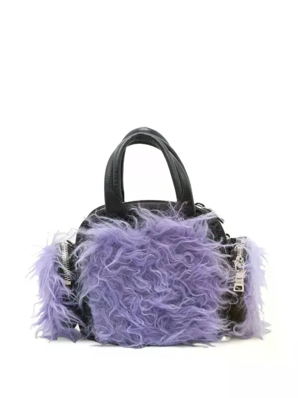 Prada 2013-2026 Fur And Tessuto Pocket Top Handle Cargo Bag Satchel - Purple
