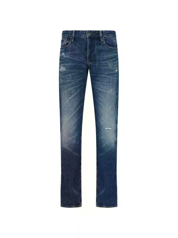 Emporio Armani Distressed Whiskered Jeans - Blue