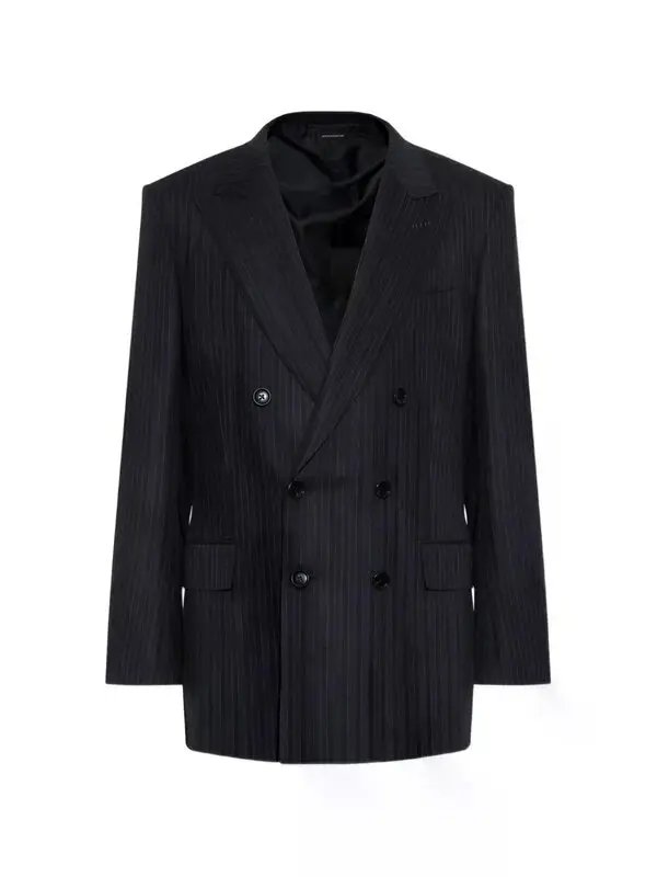 TOM FORD Double-breasted Pinstripe Blazer - Blue