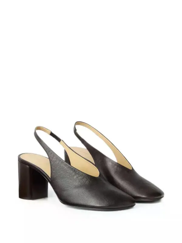 LEMAIRE Glove Slingback Pumps 80mm Block Heel In Lambskin Leather