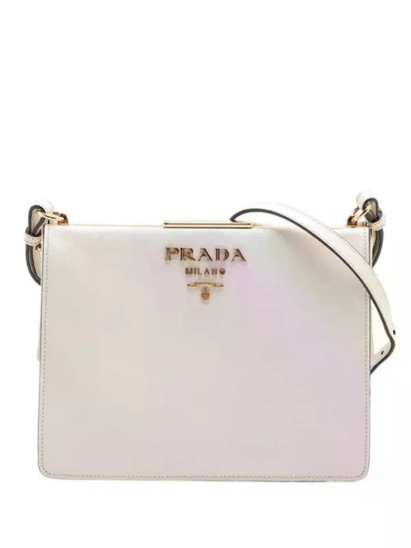 Prada 2013-2026 Saffiano Light Frame Crossbody Bag - White