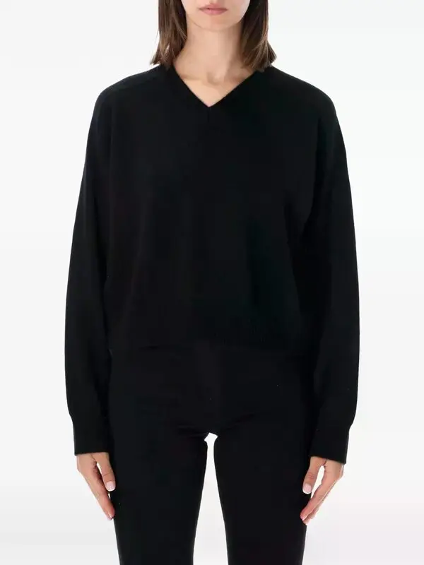 Loulou De Saison Anzor Lds V-neck Ribbed-trim Sweater - Black