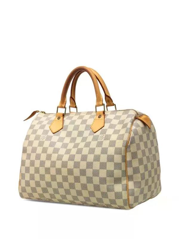 LOUIS VUITTON Speedy 30 Boston Bag In Damier Azur - White