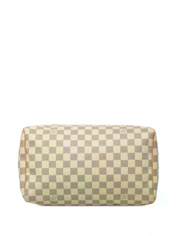 LOUIS VUITTON Speedy 30 Boston Bag In Damier Azur - White