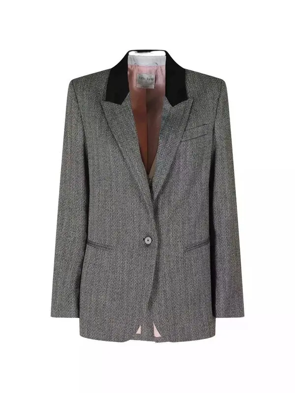 FORTE_FORTE Herringbone-pattern Velvet-collar Jacket