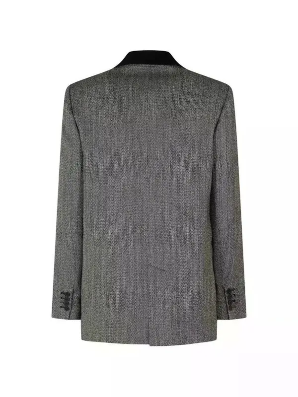 FORTE_FORTE Herringbone-pattern Velvet-collar Jacket
