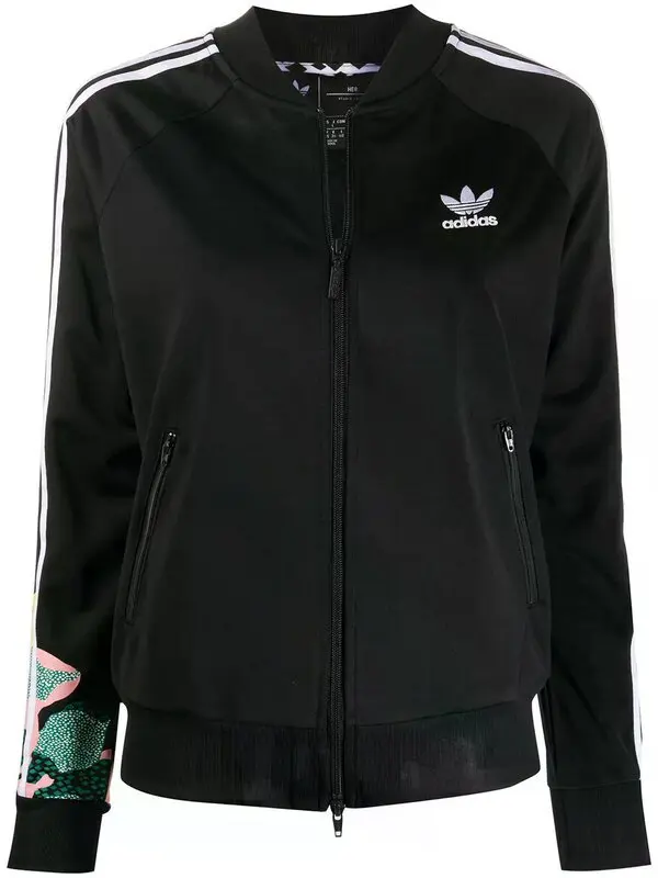 Adidas Graphic-print Zip-up Track Jacket - Black