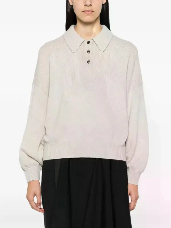 LISA YANG Etta Button-placket Sweater - Neutrals