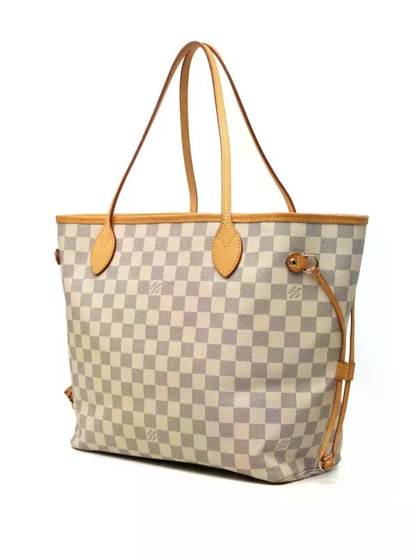 LOUIS VUITTON Damier Azur Neverfull Mm Tote Bag - White