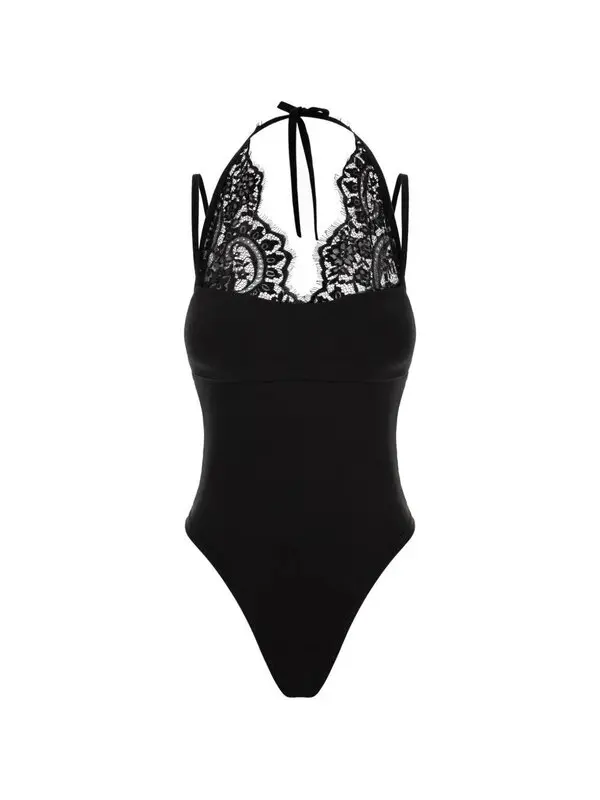 HAMZA Karol Lace-trim Bodysuit - Black