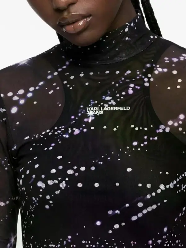Karl Lagerfeld All-over Print Mesh Maxi Dress