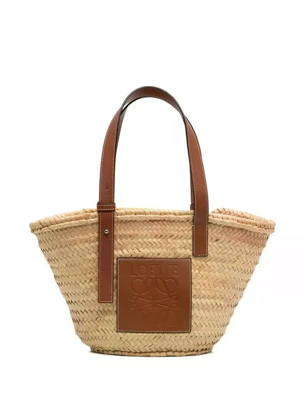 Loewe 2022 Small Raffia Anagram Basket Tote Bag