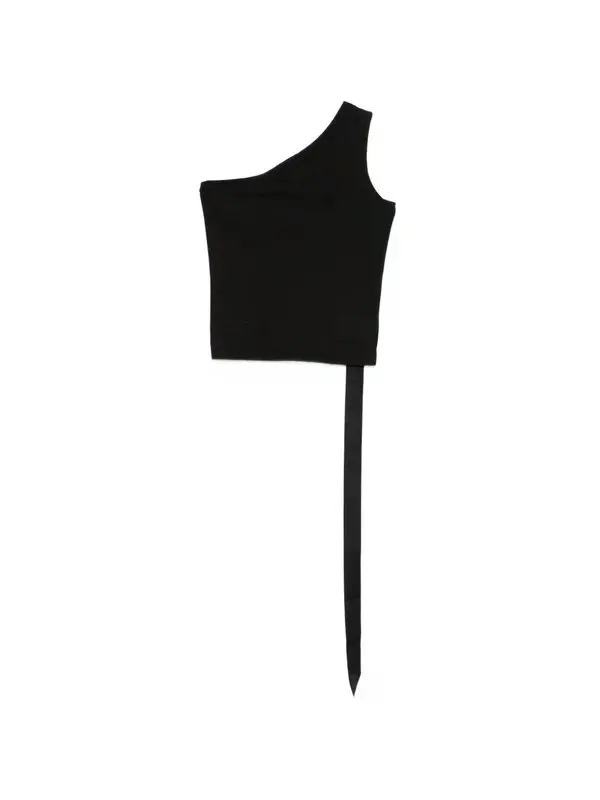 Rick Owens Ziggy Top One Shoulder Ribbed Knit - Black