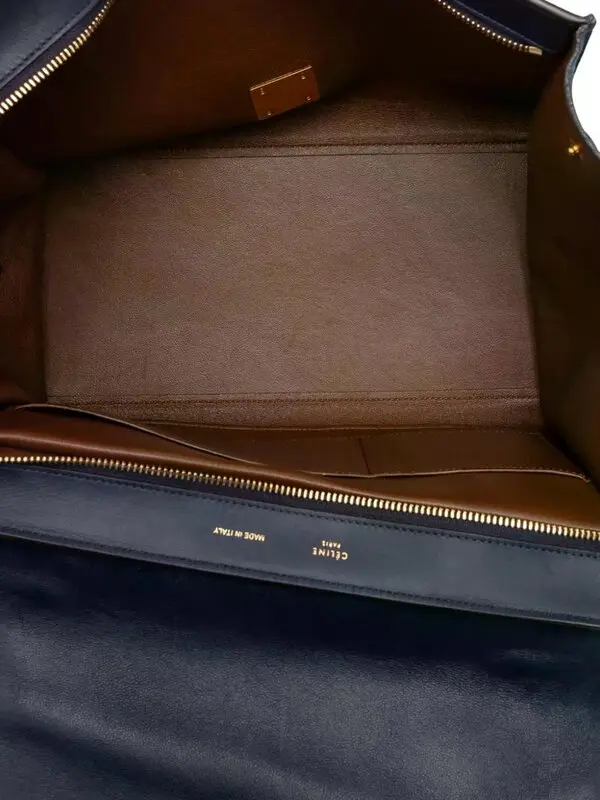 Celine 2015 Medium Calfskin And Suede Trapeze Satchel - Blue