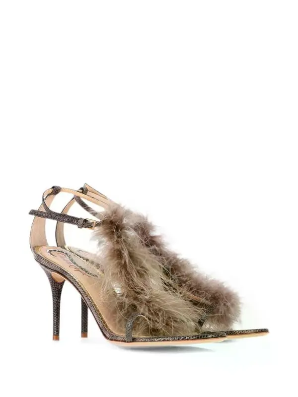 CHARLOTTE OLYMPIA Faux-fur Embellished Stiletto Sandals