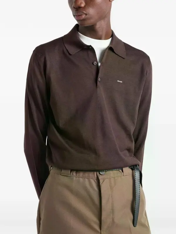 Prada Long-sleeved Superfine Wool Polo Sweater