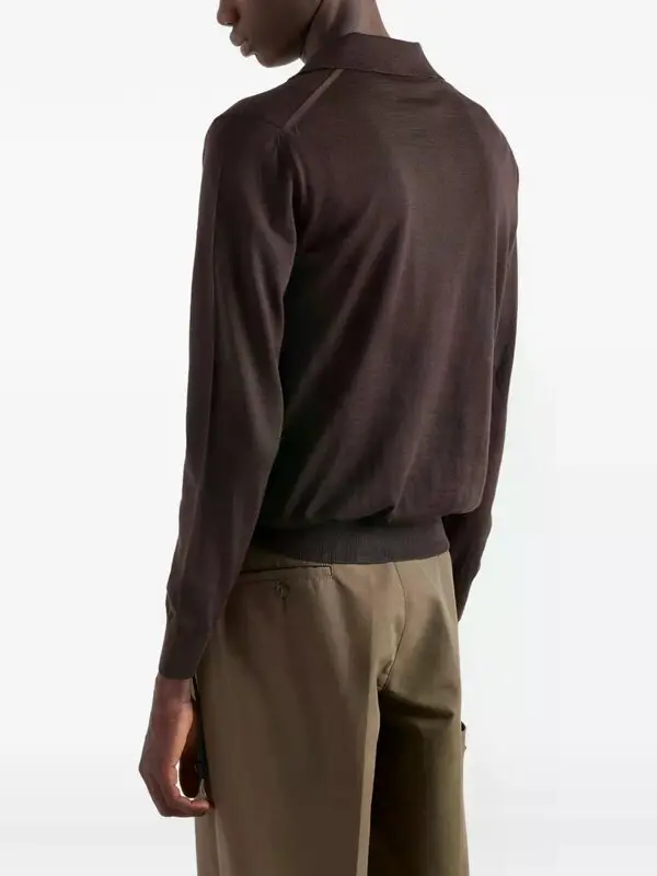 Prada Long-sleeved Superfine Wool Polo Sweater