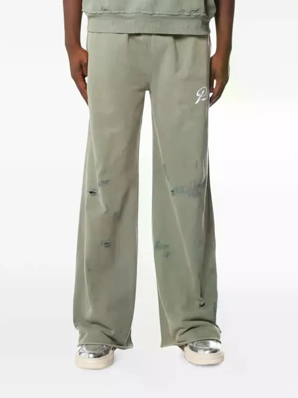 PURPLE BRAND Slugger Distressed Logo-print Track Pants - Green