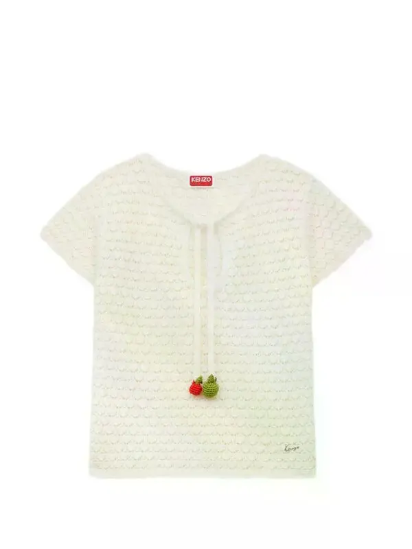 Kenzo Appel Pop Crochet T-shirt With Fruit Pendants - Neutrals