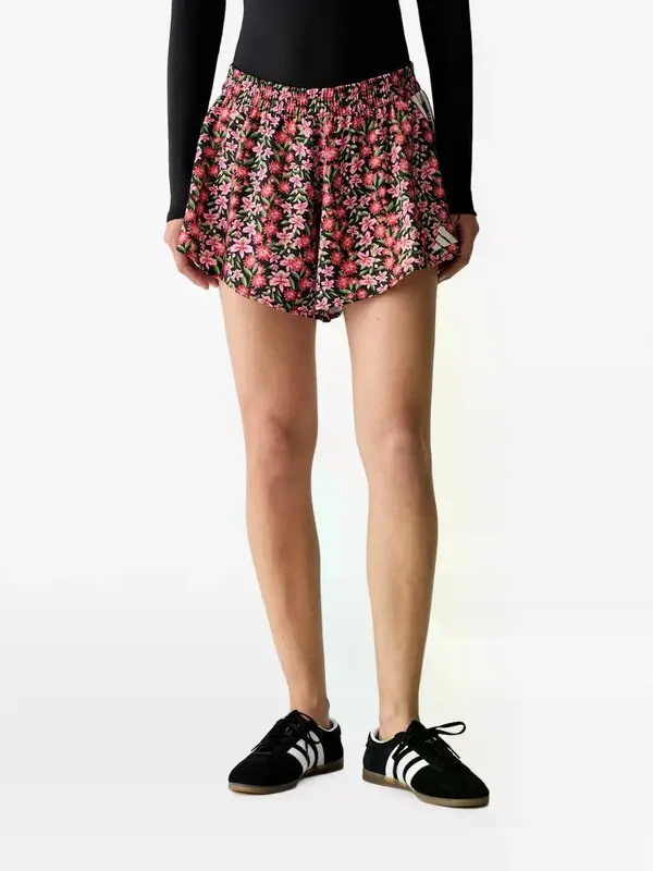 Adidas Floral-print 3-stripes Shorts - Black