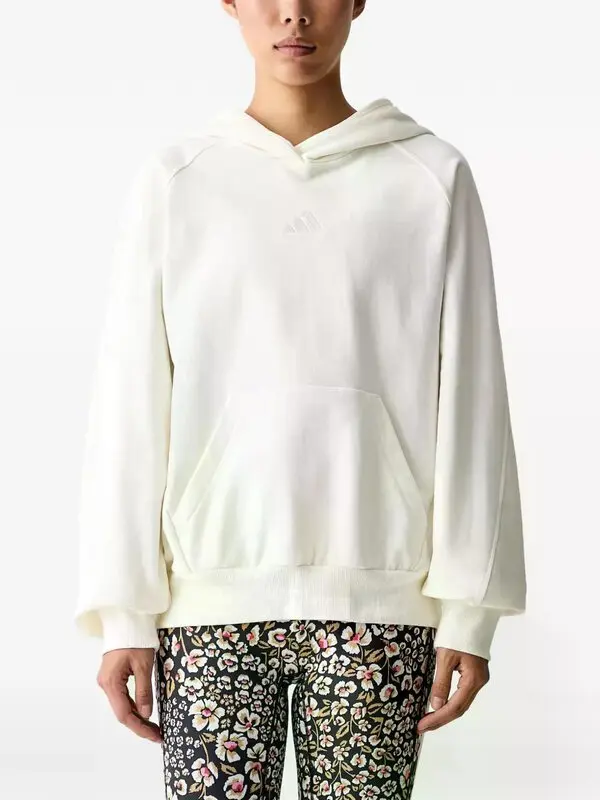 Adidas Embroidered-logo Raglan-sleeve Hoodie - Neutrals