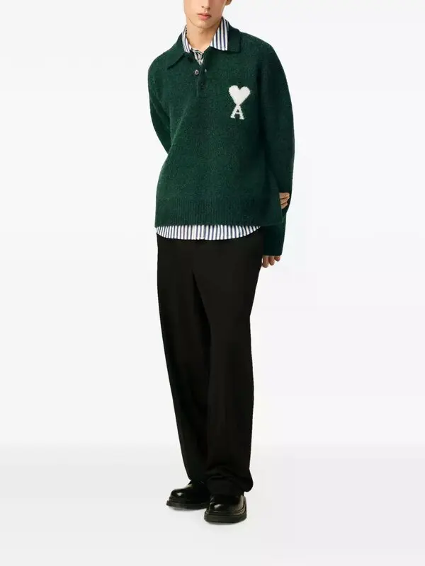 AMI Paris Alpaca Polo With De Coeur