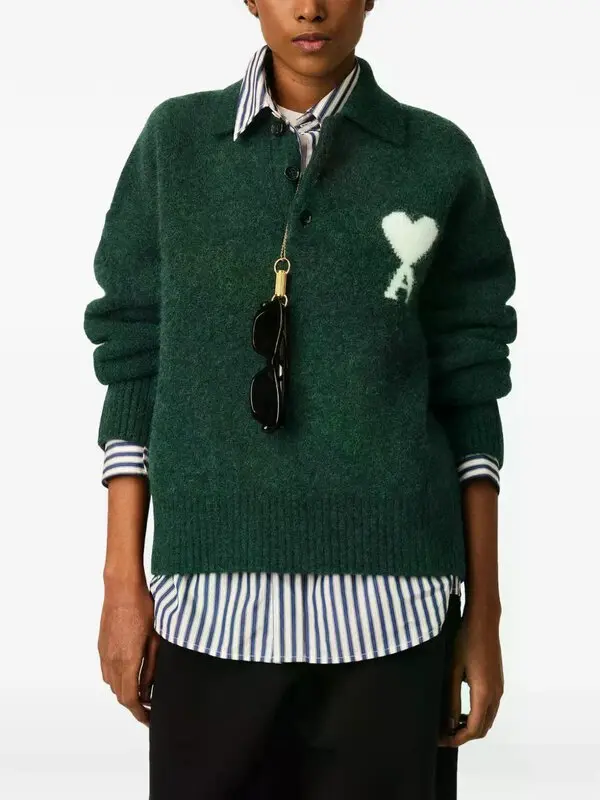AMI Paris Alpaca Polo With De Coeur
