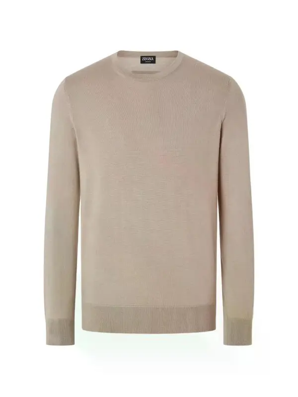 Zegna Light Taupe Mélange Cashseta Crew-neck Sweater - Neutrals
