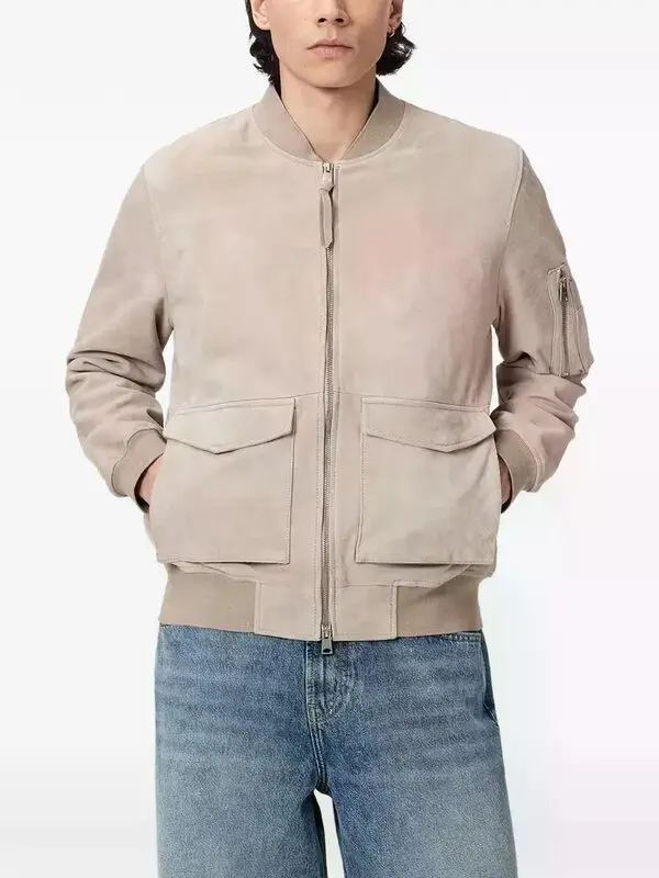 ALLSAINTS Suede-finish Zip-up Bomber Jacket